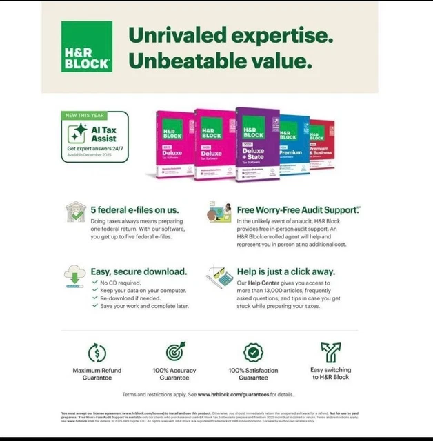 H&R BLOCK DELUXE 2025 Tax Software|PC/Mac (E-MAlL Delivery Within ...