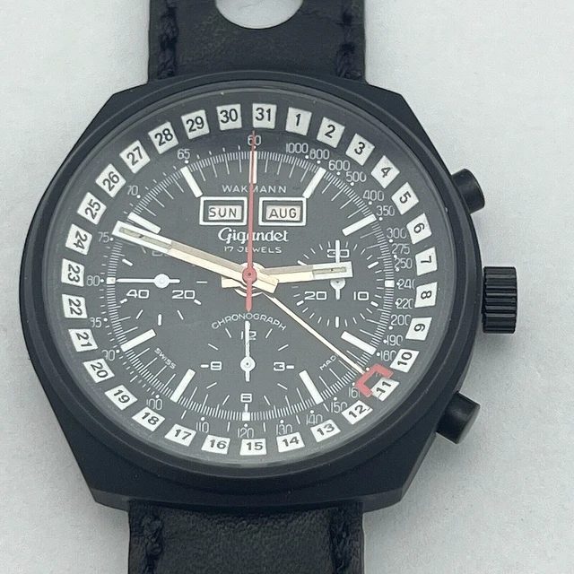RARE VINTAGE WAKMANN Gigandet Chronograph Triple Date Manual Wind Cal ...