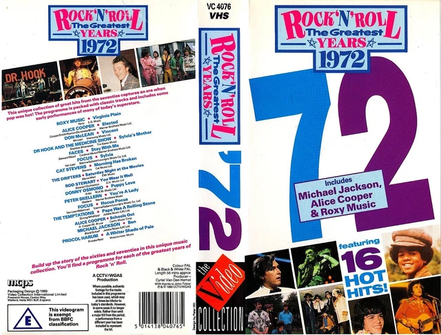 ROCK 'N' ROLL The Greatest Years 1972 Vhs Video (Pal) 16 Songs Rare ...