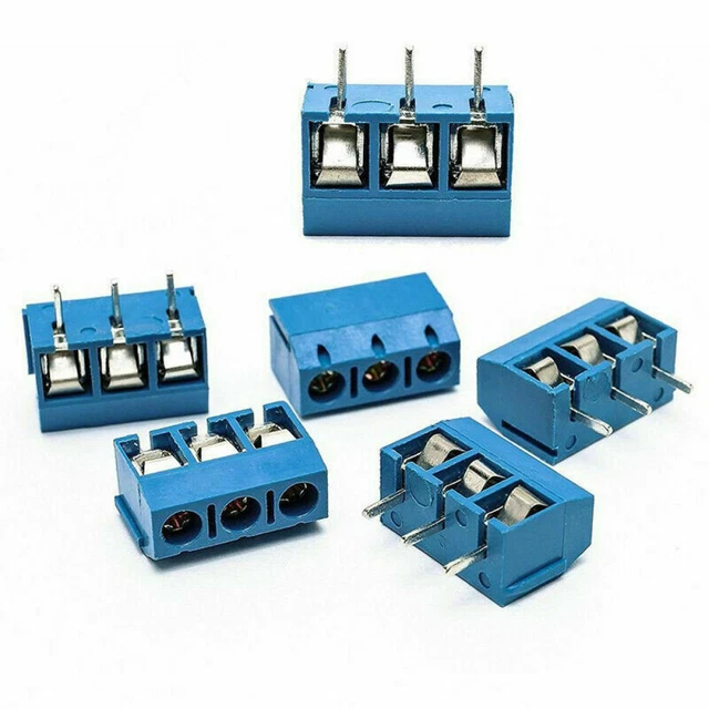100 PACK COMPACT 3 Pin Plug-in PCB Screw Terminal Block Connector KF301 ...