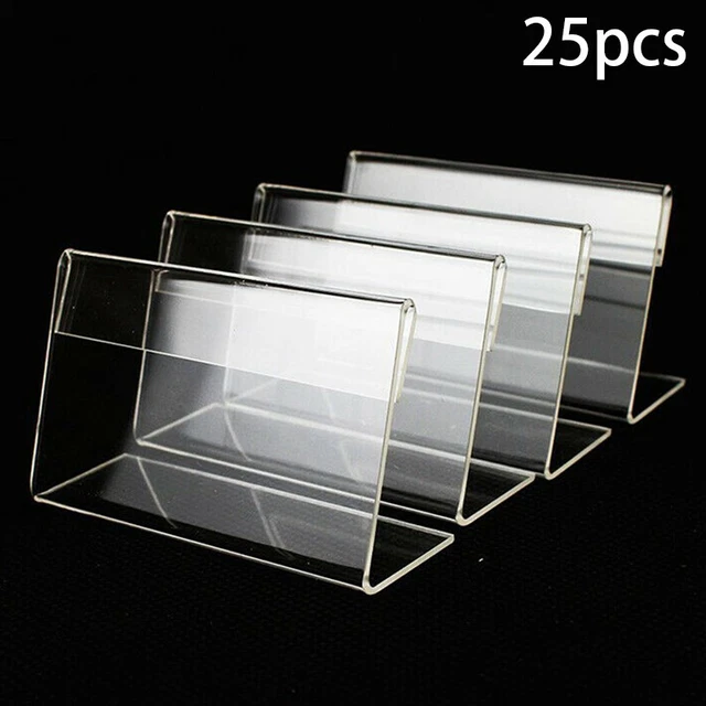 L SHAPE ACRYLIC Table Sign Price Tag Label Display Holder Card ...