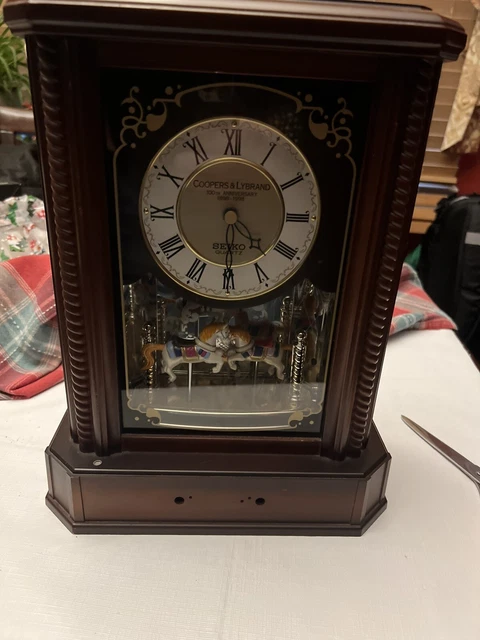 SEIKO DESK MANTLE Clock with Carousel Horses That Go Up & Down with ...