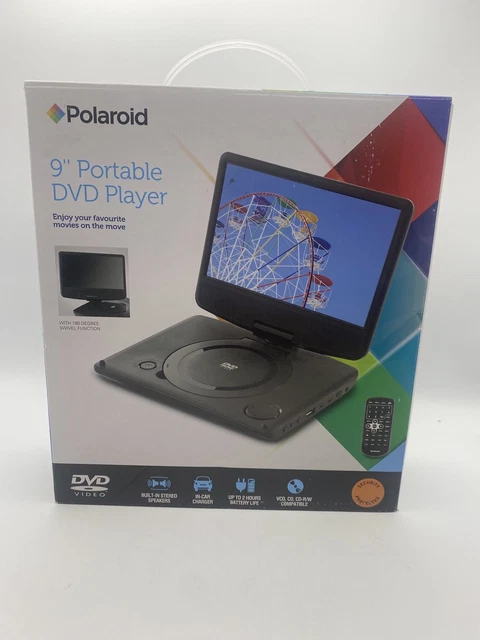 POLAROID 9 INCH Portable DVD Player Swivel Screen black boxed £34.99 ...