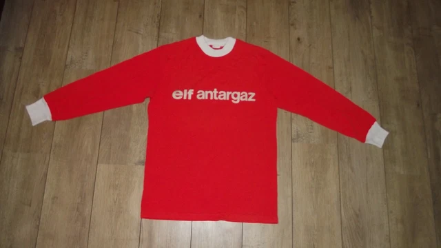 ANCIEN MAILLOT VINTAGE de football rouge vintage porté coton ELF ...