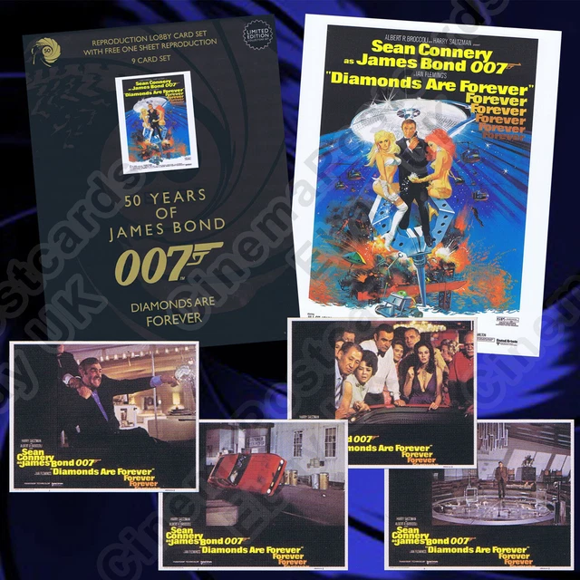 007 JAMES BOND OFFICIAL 50 Years Diamonds Are Forever 8-Lobby Card Set ...
