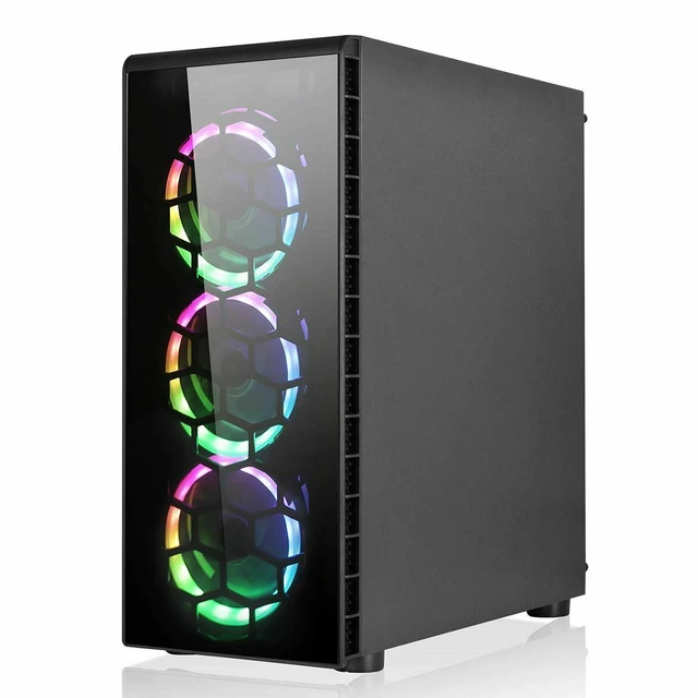 CIT RAIDER MID Tower Professional Gaming PC Case 4x Halo Spectrum RGB ...