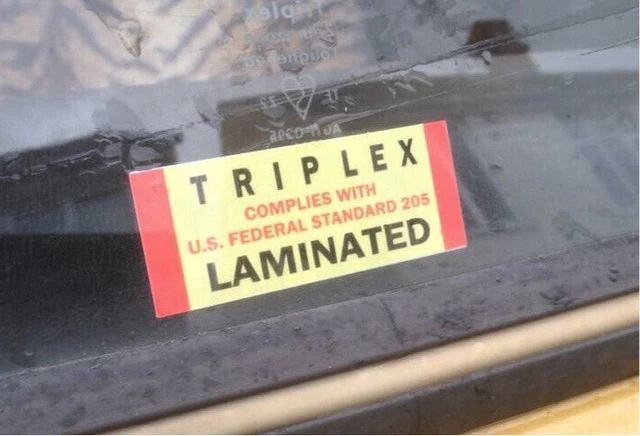 TRIPLEX LAMINATED STICKER Ford Austin Morris Wolseley Riley Rover Mini ...