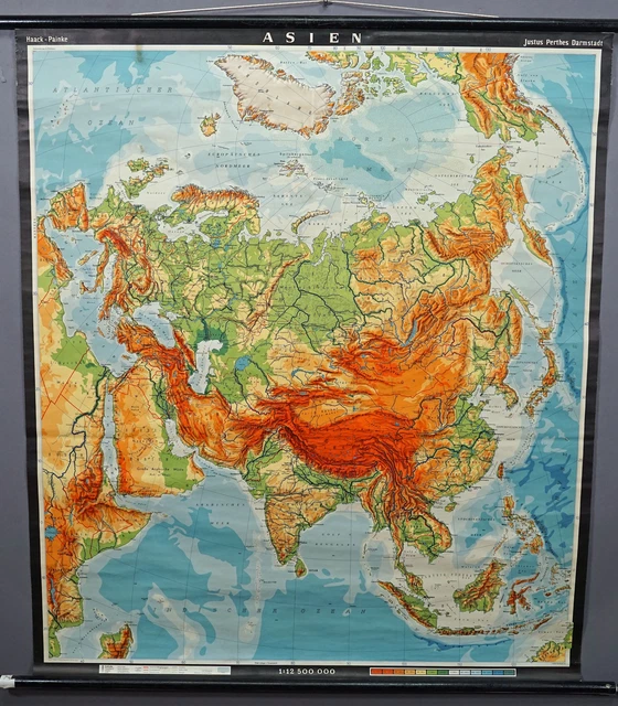 ASIA WALL CHART Vintage Rollable Mural Map Poster £160.10 - PicClick UK