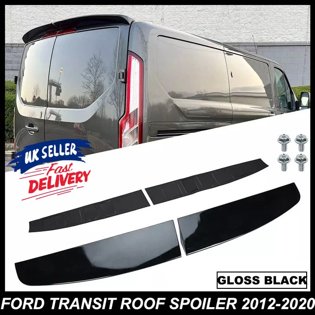 FOR FORD TRANSIT Custom 2012-2020 Gloss Black Rear Twin Barn Door Roof ...
