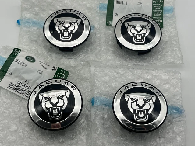 GENUINE JAGUAR BLACK Alloy Wheel Centre Cap Badges New Xf Xe E F I Pace ...