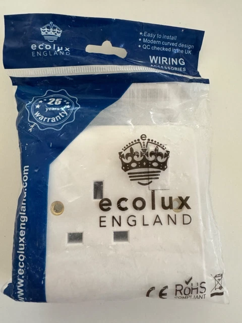 ECOLUX 13A 1 Gang Double Pole Switched Socket £2.00 - PicClick UK