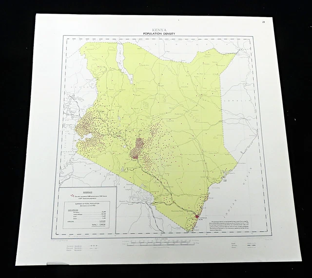1961 VINTAGE MAP of Kenya Africa Ethnographic Geography Population ...