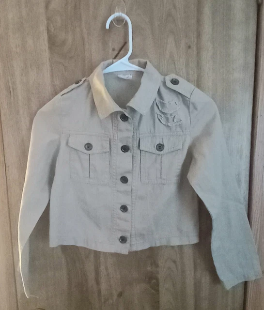 DISNEY GIRLS' JACKET Size 7- Cream colored- buttoned- distressed £7.09 ...