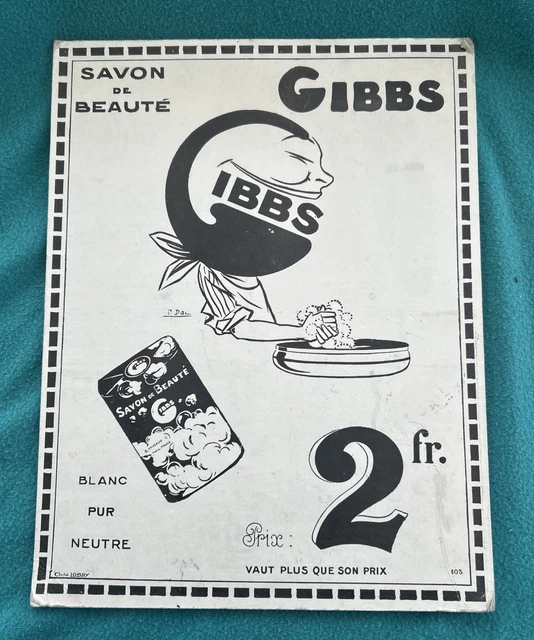 ANCIEN CARTON PUBLICITAIRE GIBBS PLV Savon De Beauté EUR 30,00 ...