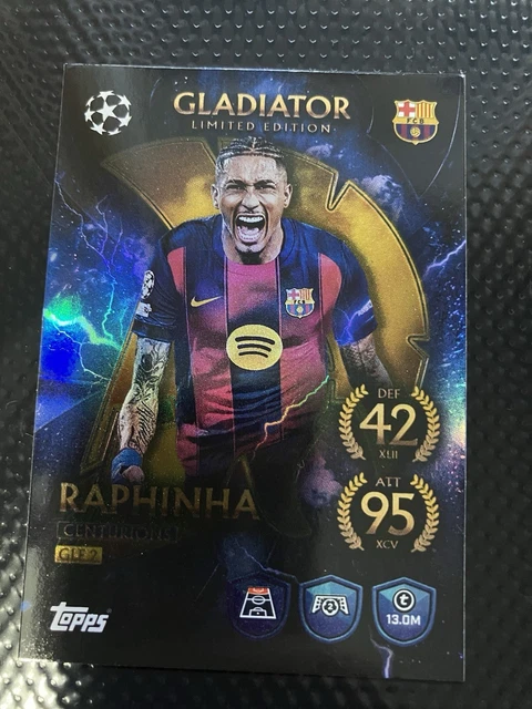 TOPPS MATCH ATTAX 2025 - 26 Card Raphinha Barcelona Gladiator Limited £ ...
