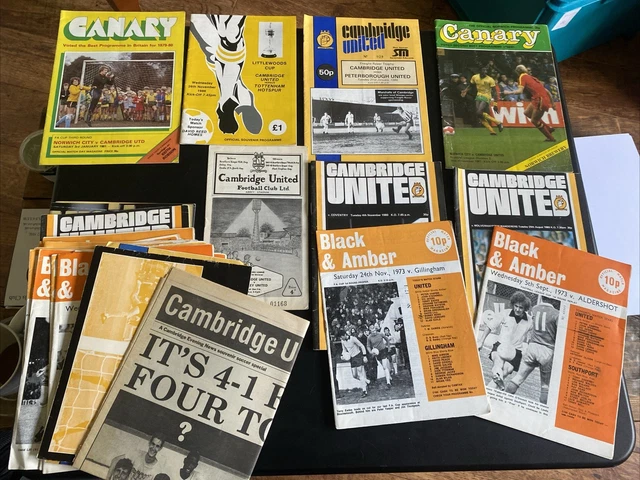 31 CAMBRIDGE UNITED Football Programmes Mixed Job Lot Inc Spurs Cup Etc ...