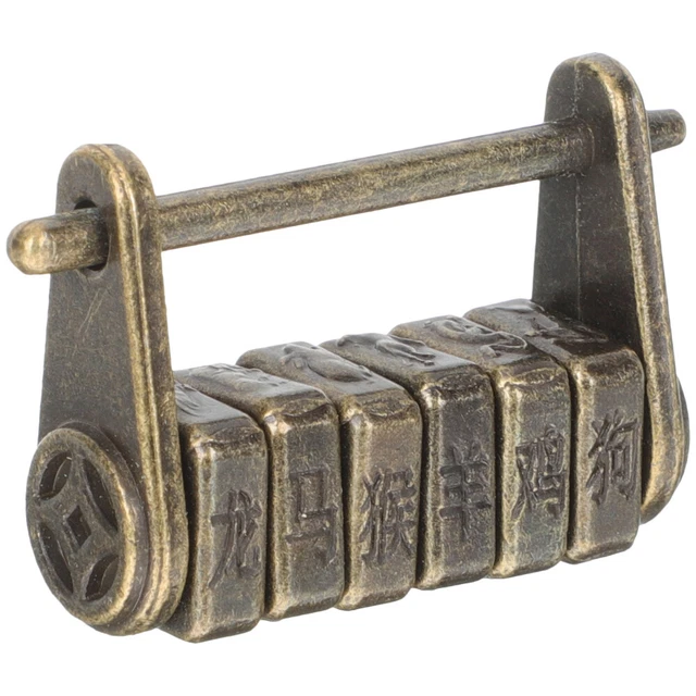 ANTIQUE CHINESE COMBINATION Padlock 5-Letter Password Vintage Lock £5. ...
