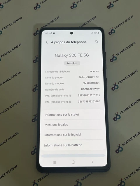 SMARTPHONE SAMSUNG GALAXY S20 FE 5G SM-G781B/DS 128 Go OCCASION EUR 120,00 - PicClick FR
