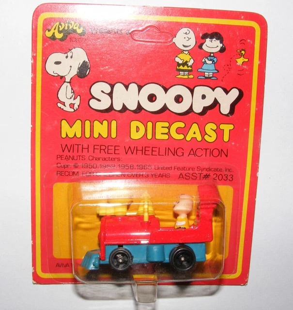 SNOOPY MINI DIECAST Charlie Brown Steam Locomotive Aviva Vintage ...