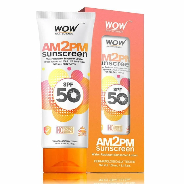 WOW AM2PM SPF50 Water Resistant No Parabens & Mineral Oil Sunscreen ...