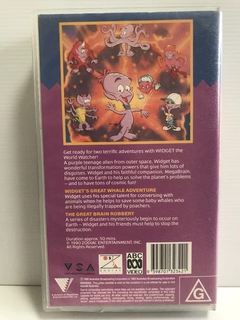 VINTAGE WIDGET CARTOON Vhs 1990 Widgets Great Whale Adventure ABC Kids ...