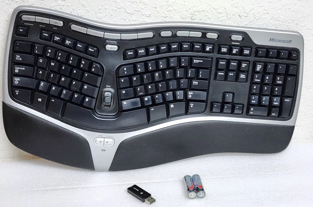 MICROSOFT NATURAL WIRELESS Ergonomic Keyboard 7000 +USB Dongle +2 New ...
