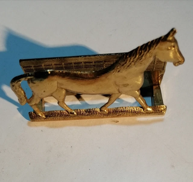 VINTAGE BRASS HORSE Letter Card Napkin Holder Rack £11.99 - PicClick UK
