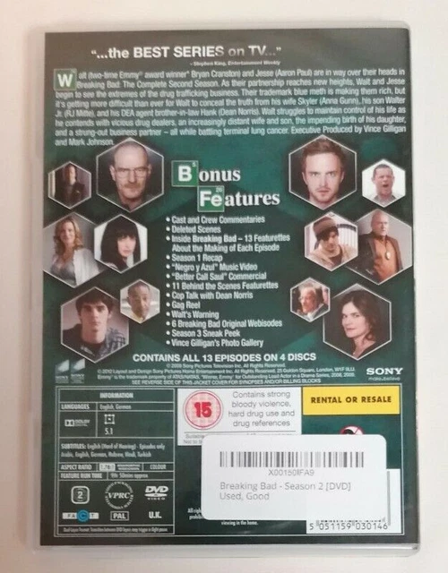 DVD BOX SET - Breaking Bad Complete Second Season Bryan Cranston PAL UK ...