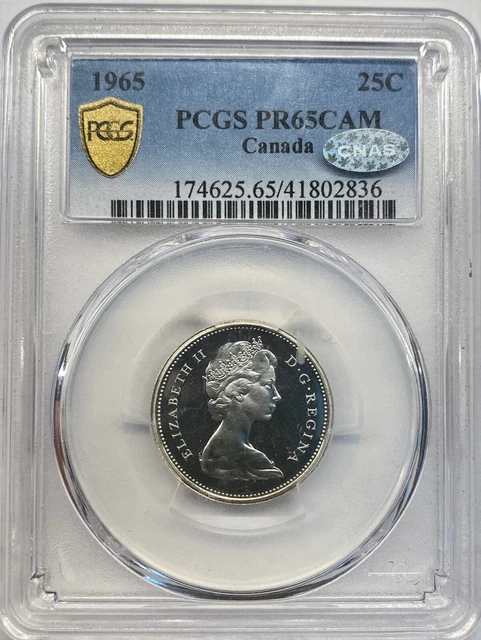 CANADA SPECIMEN / Proof 1965 25 Cents Quarter Silver Coin - PCGS PR-65 ...