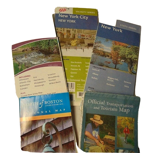 VINTAGE PAPER ROAD Maps Fold Out AAA Street Maps City Maps Of Eastern vintage-paper-road-maps-fold-out-aaa-street-maps-city-maps-of-eastern