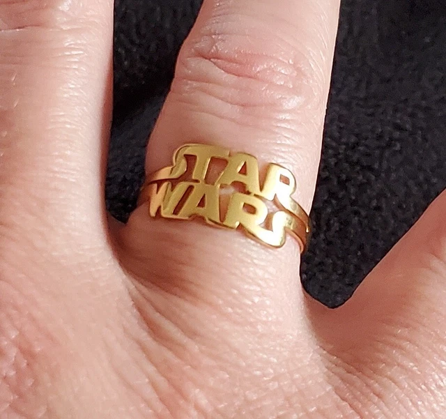 STAR WARS LOGO Gold Ring Fantasy Space Film TV Series Sky walker George ...