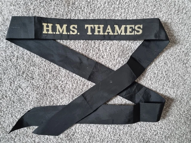 ROYAL NAVY CAP Tally Ribbon - H.M.S. Thames EUR 25,72 - PicClick IT