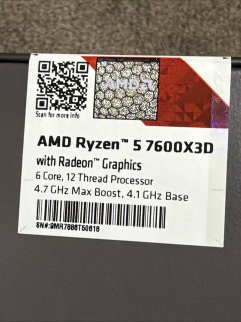 AMD RYZEN 5 7600X3D Raphael AM5 3D V-Cache CPU Processor Desktop PC NEW ...