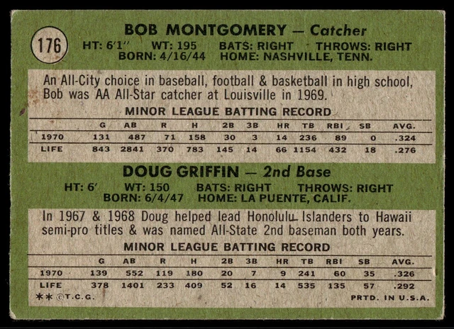 1971 TOPPS RED Sox recrues - Bob Montgomery/Doug Griffin recrue Boston ...