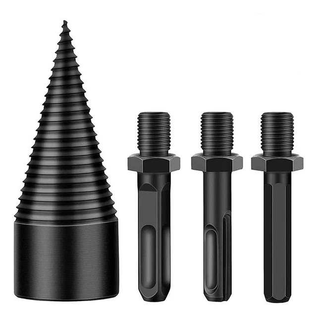 WOOD SPLITTING DRILL Bit Set 4pcs with Screw Cone Driver for Electric ...