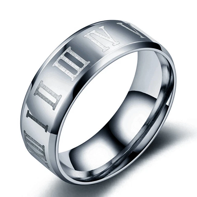 STAINLESS STEEL ROMA Number Vintage Rings Silver Luxury Ring for Men ...