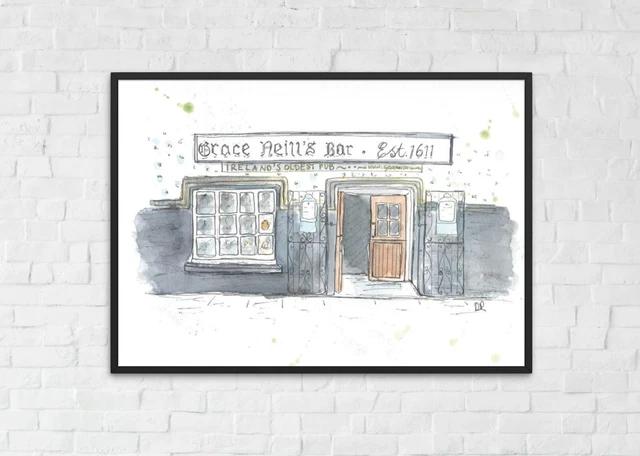 GRACE NEILL'S PUB Donaghadee watercolour painting PRINT. A4 size ...