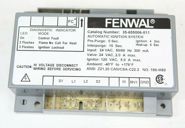 FENWAL CONTINUOUS AUTOMATIC Ignition Retry System Module 35-655006-011 ...