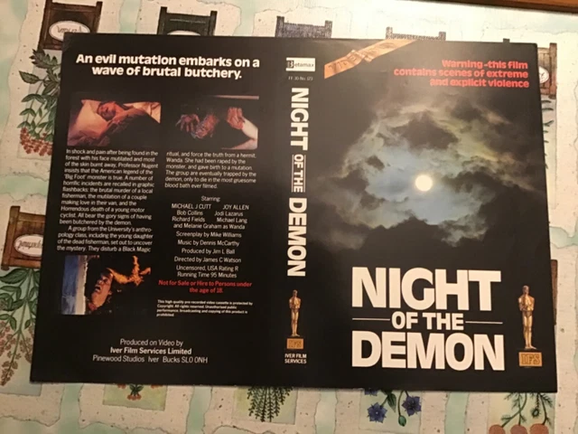 VHS SLEEVE PRE cert large box cover only,night of the demon unfolded ...