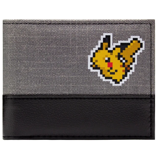 POKEMON 8-BIT PIXEL Art Pikachu Pokedex Grey Bi-Fold Coin & Card Wallet ...