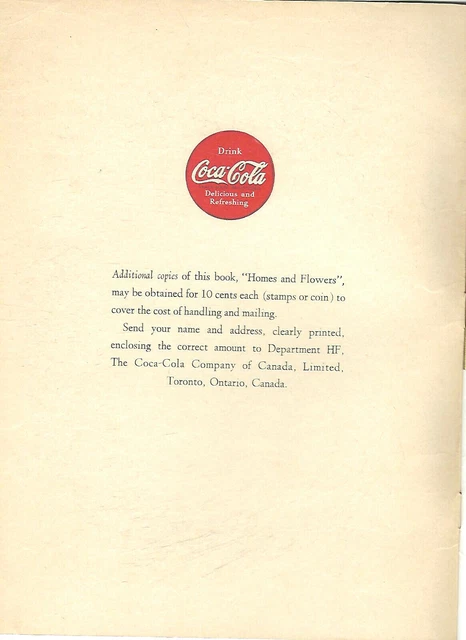 VINTAGE COCA-COLA ILLUSTRATED Brochure-Homes & Flowers $10.99 - PicClick CA