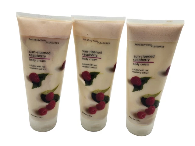 VINTAGE BATH & Body Works Sun-Ripened Raspberry Body Cream Lotion 8oz 3 ...