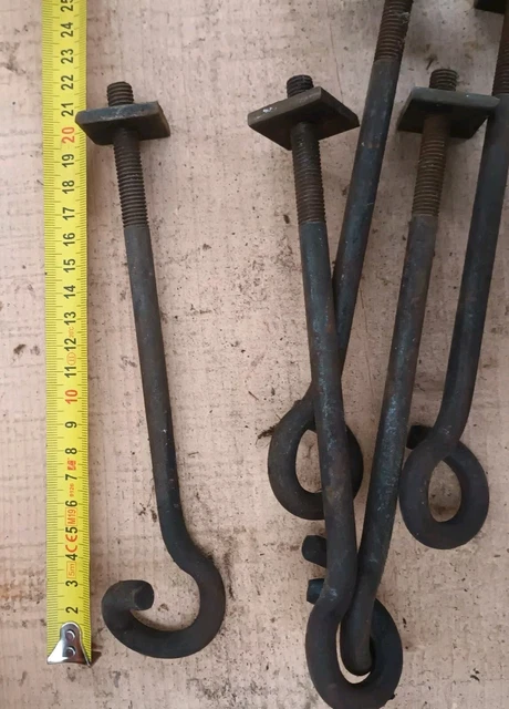 CROCHET QUEUE DE cochon en fer Forgé Avec Écrou Carré (220 MM X 10 MM ...