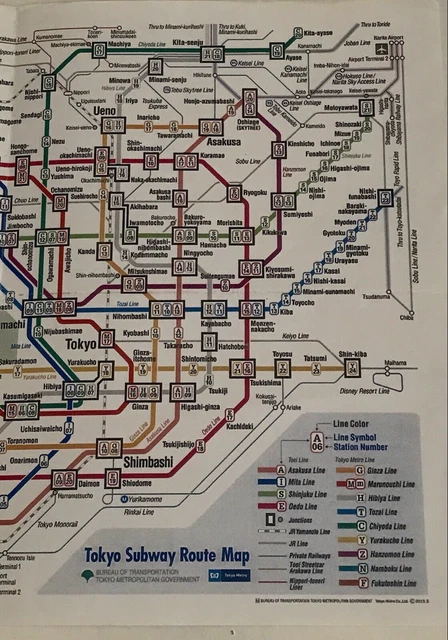 TOKIO JAPAN METRO System Subway Karte Route Map und sieben Metro Fare ...