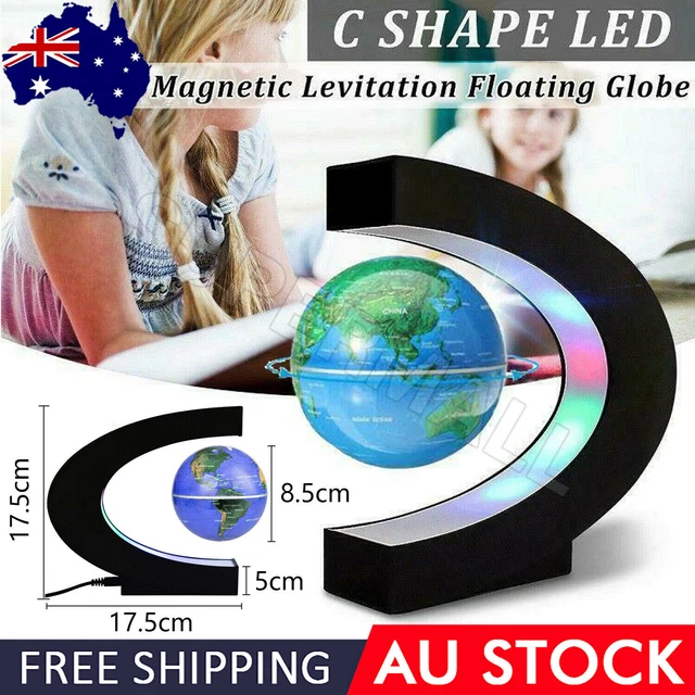MAGNETIC LEVITATING FLOATING Rotating World Map LED C-Shape Lamp Home ...