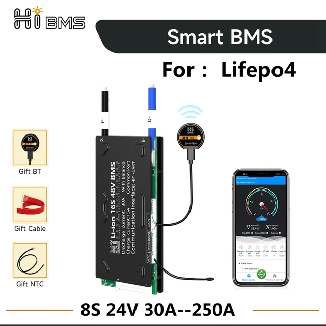 LIFEPO4 8S 24V 30A-250A Smart BMS Common Port with Balance with ...