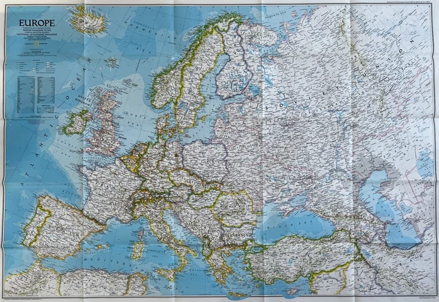 VINTAGE POLITICAL LITHOGRAPHY Map of Europe - National Geographic ...