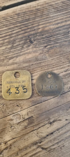 MARKHAM COLLIERY BRASS Pit Check Miners Mining Tokens Tally x 2 £2.79 ...