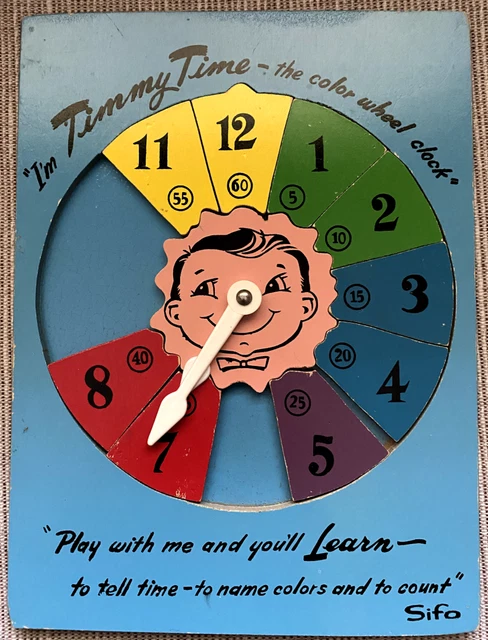 VINTAGE SIFO WOODEN Puzzle Timmy Time Color Wheel Clock - 1960's # 79A ...