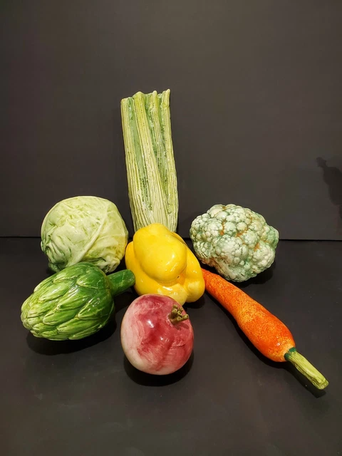 LOT OF 7 Vintage Life-Size Ceramic Vegetables - Cabbage Carrot Celery ...